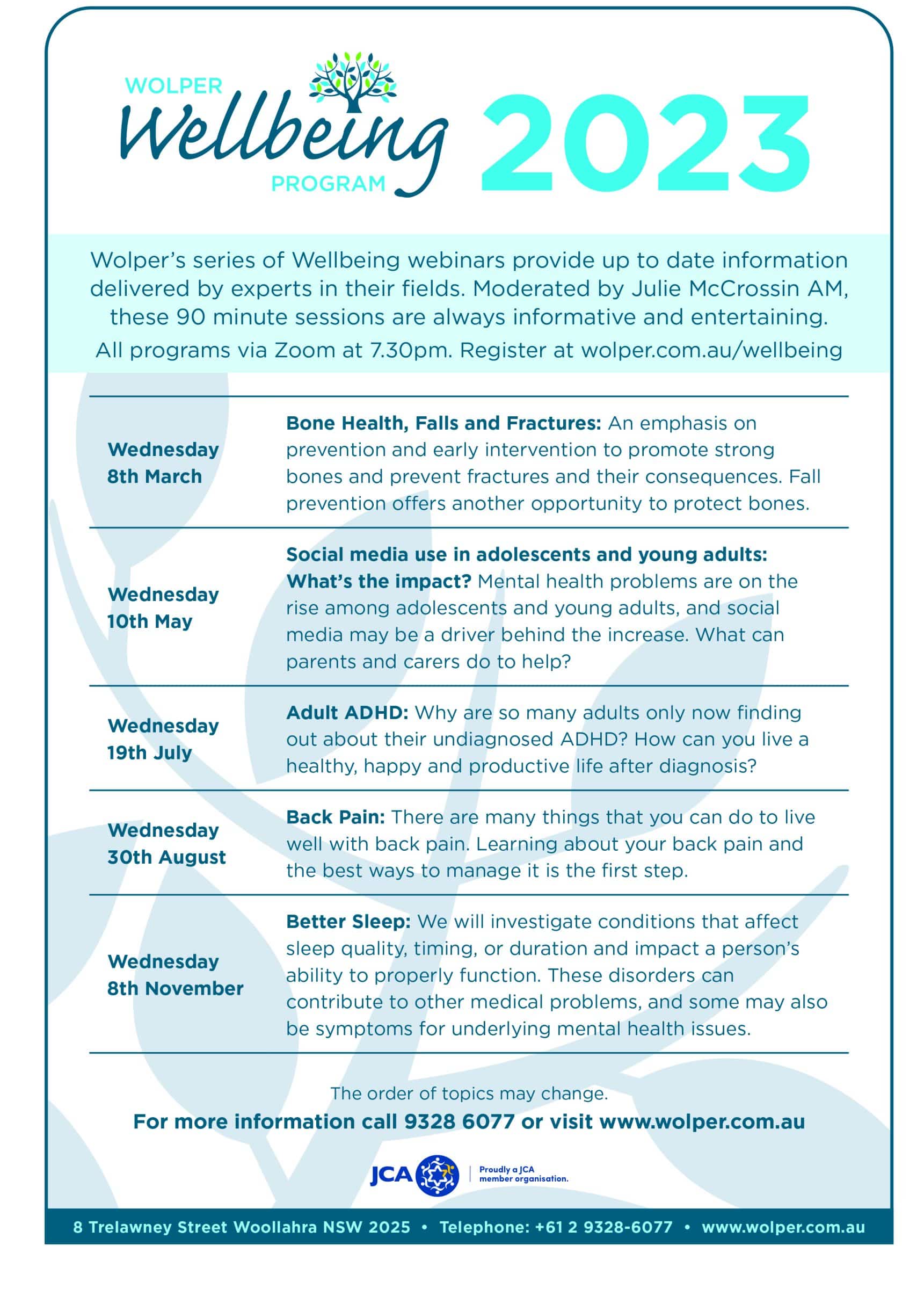 Wolper Wellbeing program 2023 - Wolper Jewish Hospital