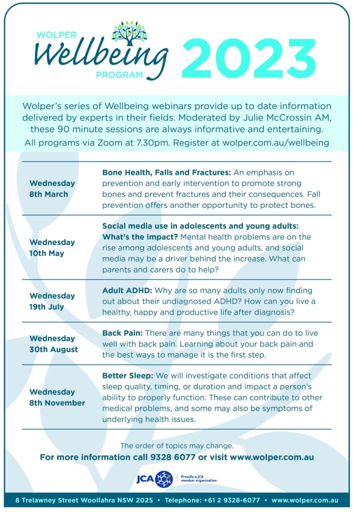 wolper-wellbeing-program-schedule - Wolper Jewish Hospital